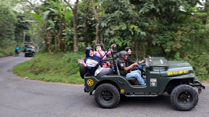 Group of Tourist on Four while Drive Ride Exploring Mount Merapi Trails ...