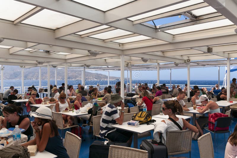 Group of Tourists in a Ship in Greece Editorial Stock Photo - Image of ...