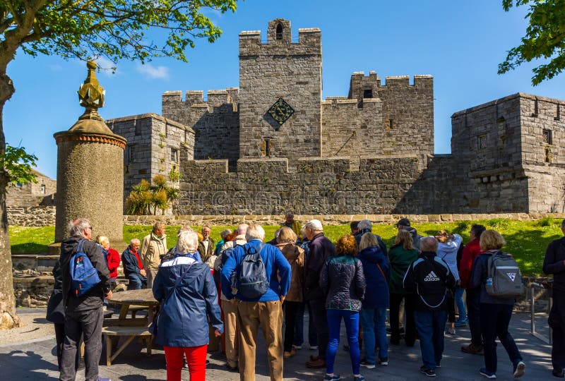 Group of Tourists Visiting Castle Rushen in Castletown, Isle of Man ...