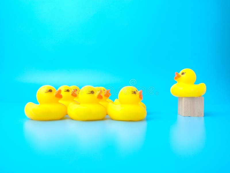 Group of Toy Ducks with Leadder Stock Image - Image of management ...