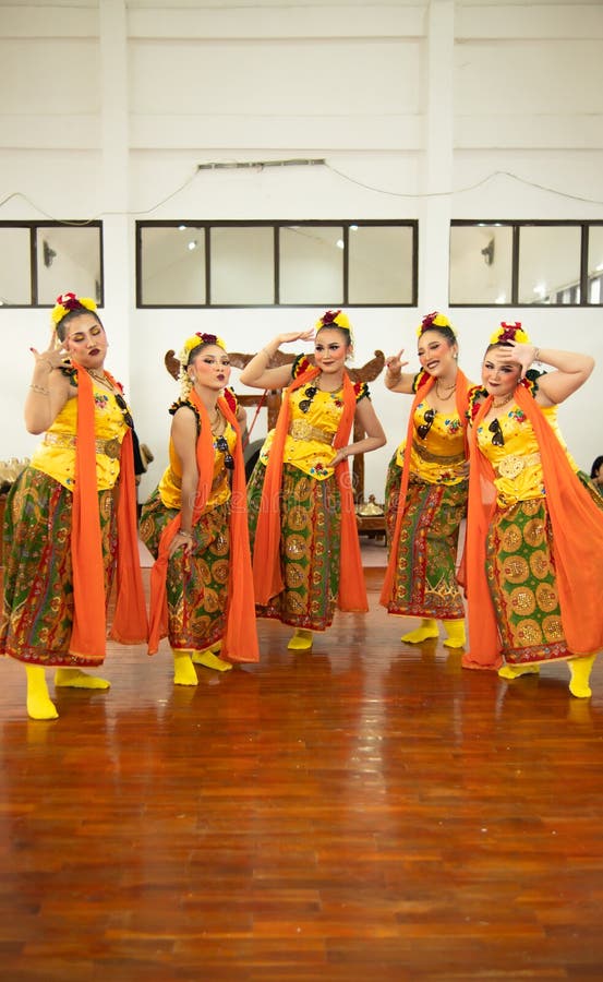 A Group of Traditional Javanese Dancers Having Fun with Their Friends ...