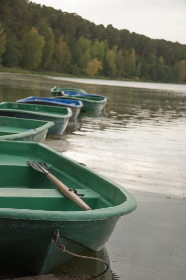 Group of Traditional Rowing Boats Moored To the Pier Stock Photo ...