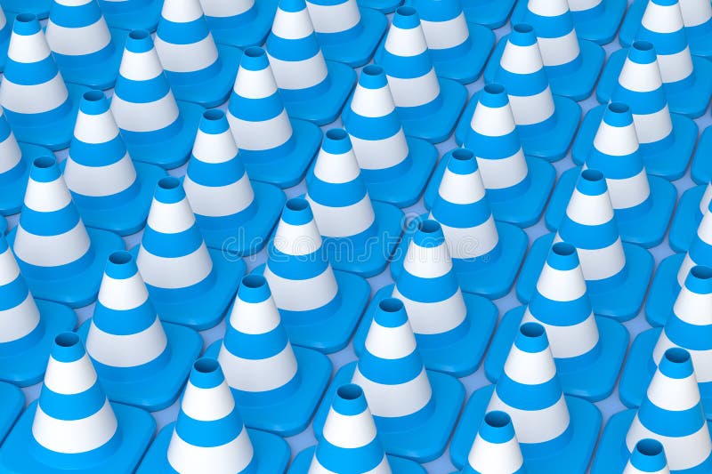 Group of Traffic Cones for Under Construction Road Work in Row on White ...