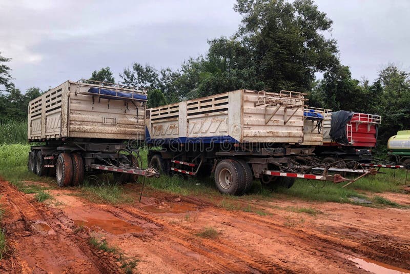 Group of Trailer Trucks at Parking Stock Photo - Image of loading ...