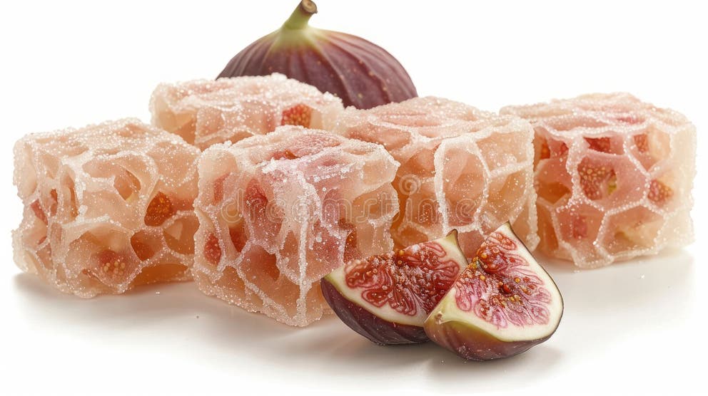 Delicious Fig Candy Cubes with Fresh Figs Stock Illustration ...