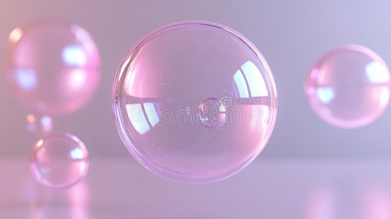 Group of Translucent Spheres with Pink and Purple Gradient Reflections ...