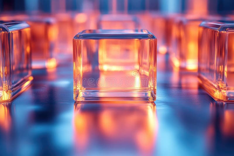 Group of Transparent Glass Cubes Resting on a Flat Surface, Ideal for ...