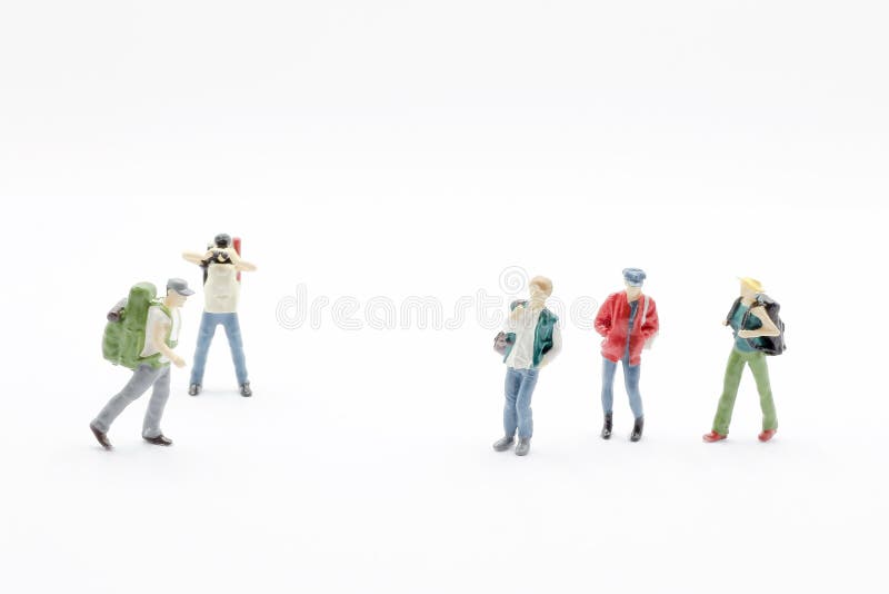 A Group of Traveler Miniature Figure with Backpack Stock Image - Image ...