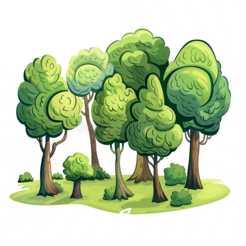 A Group of Trees with Different Shapes and Sizes are Clustered Together ...