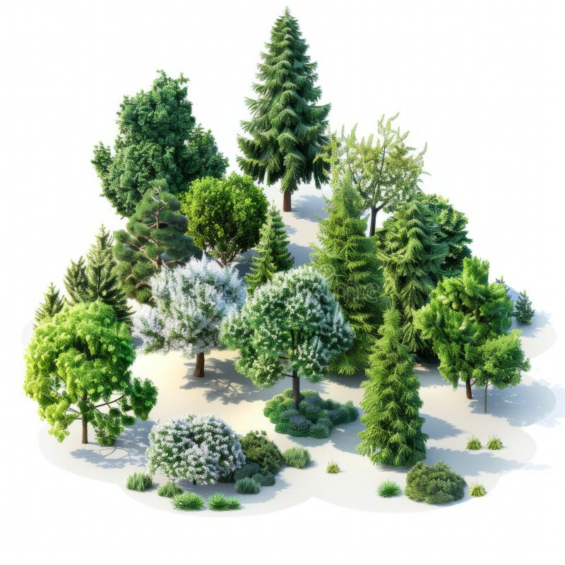 A Group of Trees with Different Shapes and Sizes are Clustered Together ...