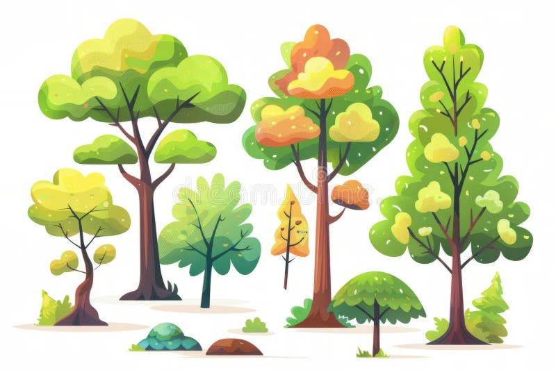 A Group of Trees with Different Shapes and Sizes are Clustered Together ...