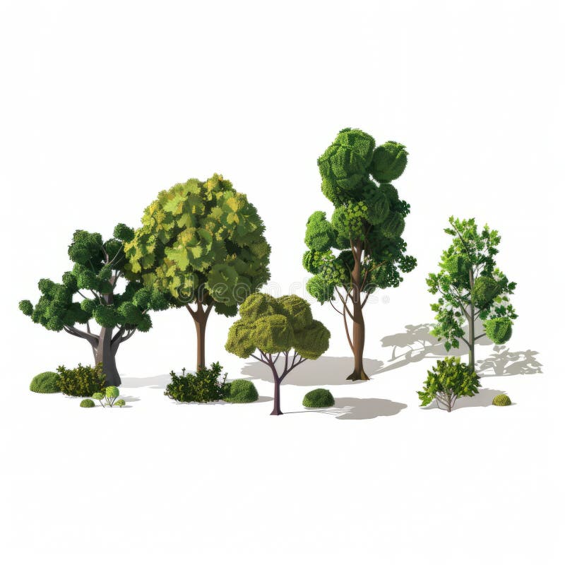 A Group of Trees with Different Shapes and Sizes are Clustered Together ...