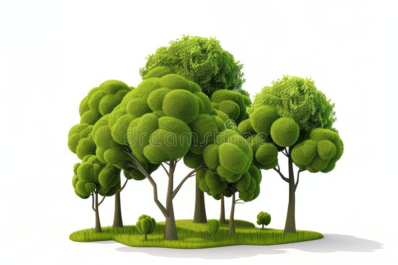 A Group of Trees with Different Shapes and Sizes are Clustered Together ...
