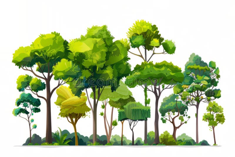 A Group of Trees with Different Shapes and Sizes are Clustered Together ...