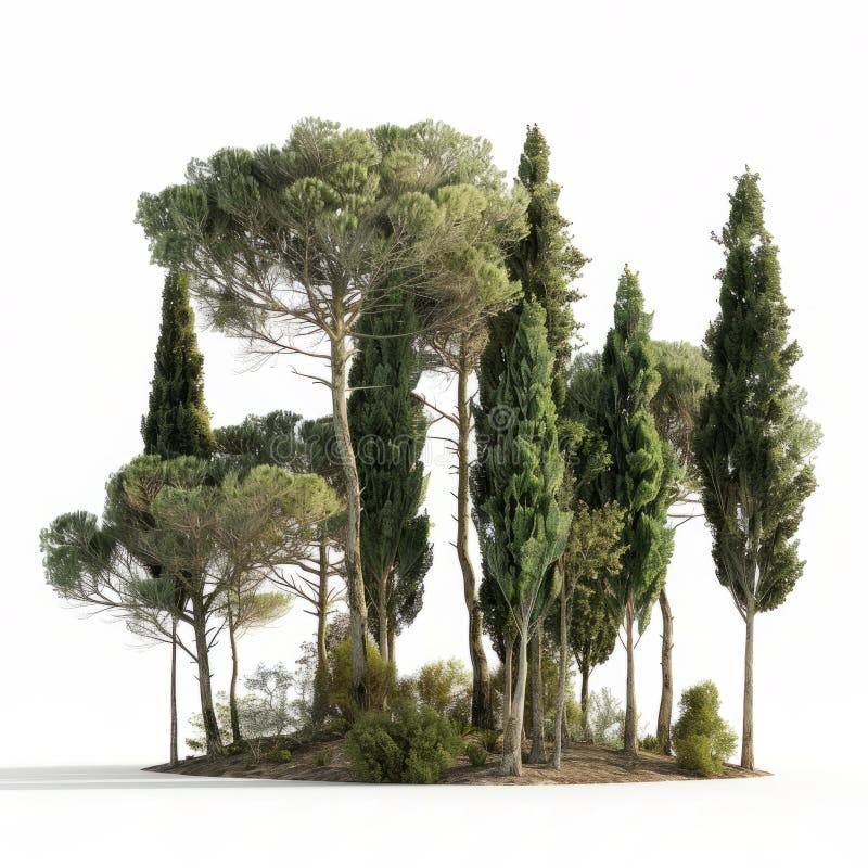 A Group of Trees with Different Shapes and Sizes are Clustered Together ...