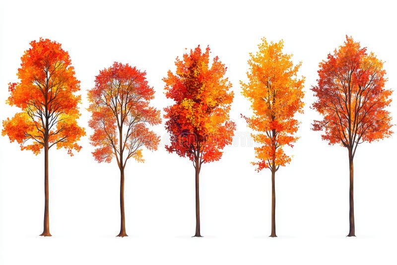 A Group of Trees with Diverse Leaf Colors Stock Photo - Image of green ...