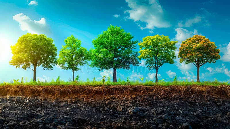 A Group of Trees that are Growing Out of the Ground Stock Image - Image ...