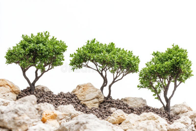 A Group of Trees Growing Out of a Pile of Rocks, with Roots Tangled ...