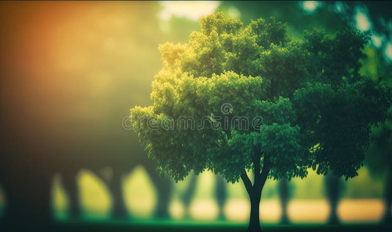 A Group of Trees in a Park with the Sun Shining through the Trees Stock ...