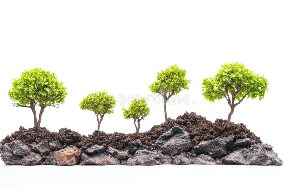 A Group of Trees Sprouting from a Pile of Dirt, with Roots Digging Deep ...