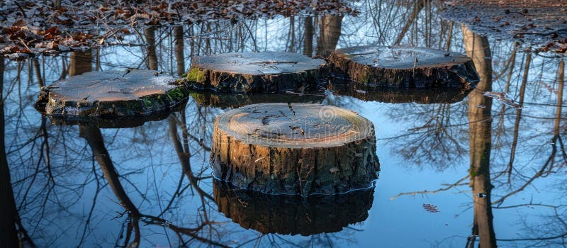Group of Trees Submerged in Water Stock Image - Image of trees ...