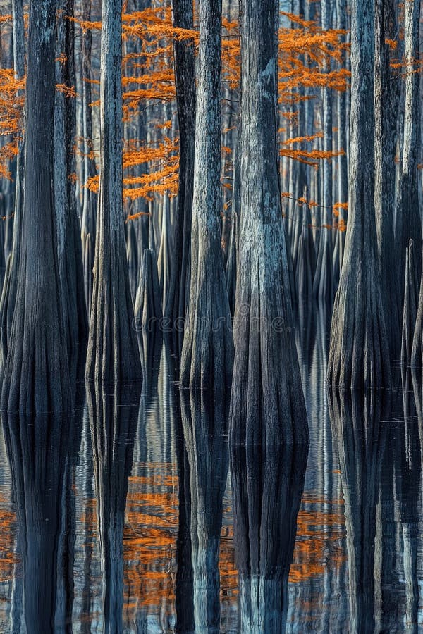 A Group of Trees Surrounded by Water, with Trunks Visible Above the ...