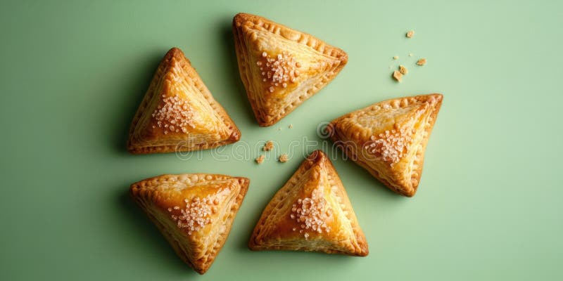 A Group of Triangular Pastries with Sesame Seeds on Top Stock Image ...