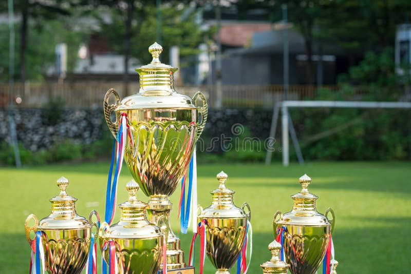 Group of trophy cups stock image. Image of contest, object - 319992251