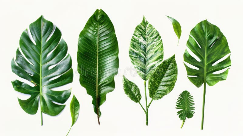 Group of Tropical Leaves on a Plain White Background. Perfect for ...