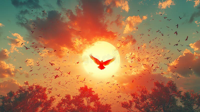 Group of Truly Beautiful Birds Flying Gracefully and Harmoniously in a ...