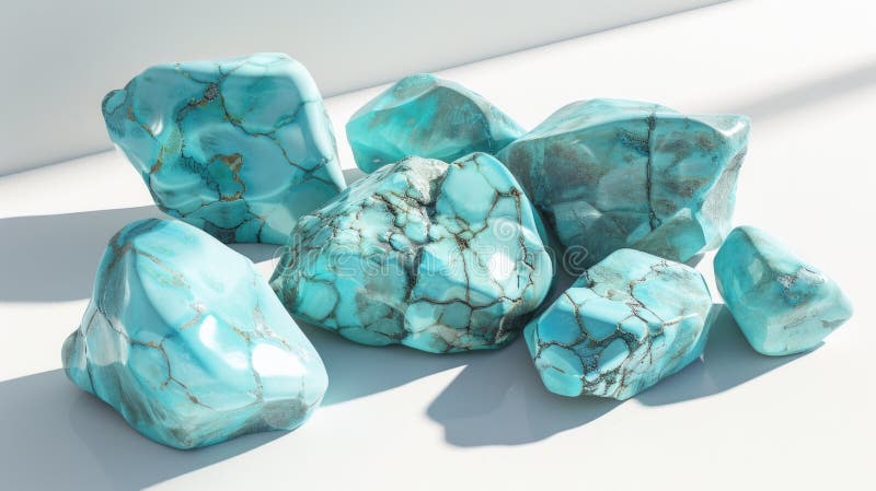 Group of Turquoise Stones on a White Background. Suitable for Various ...