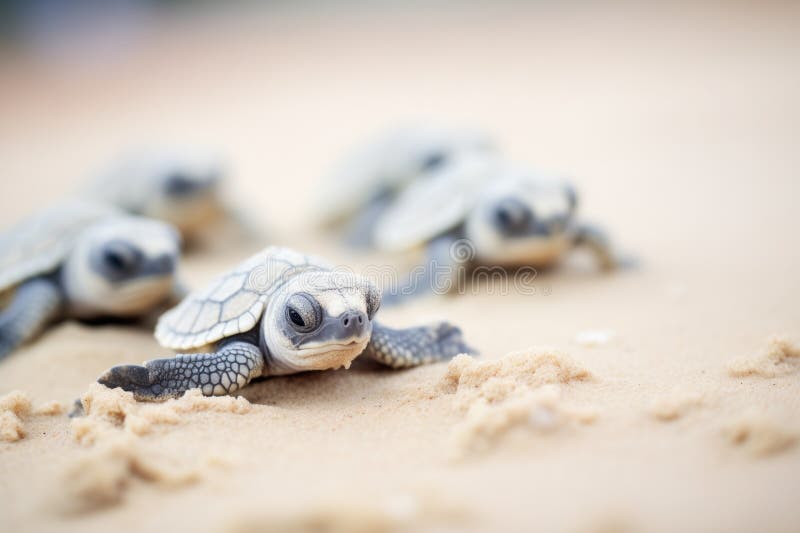Group of Turtle Hatchlings on Sand Stock Illustration - Illustration of ...