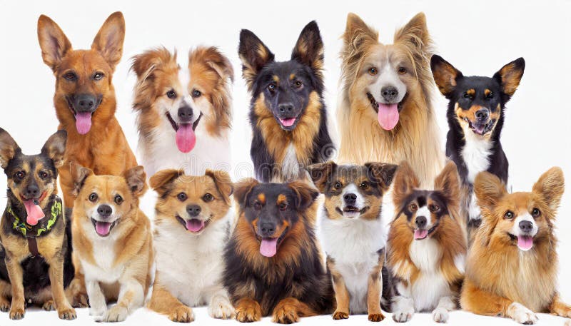 Group of twelve dogs stock illustration. Illustration of friends ...