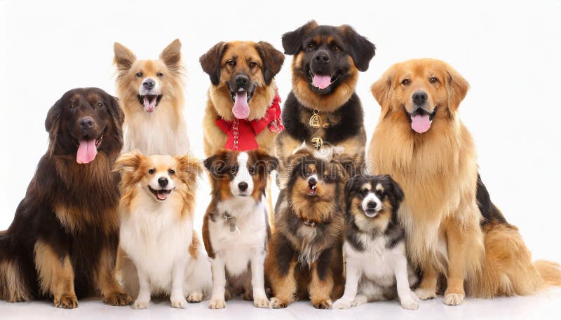 Group of twelve dogs stock illustration. Illustration of friends ...