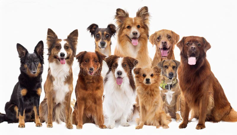 Group of twelve dogs stock illustration. Illustration of family - 313668419