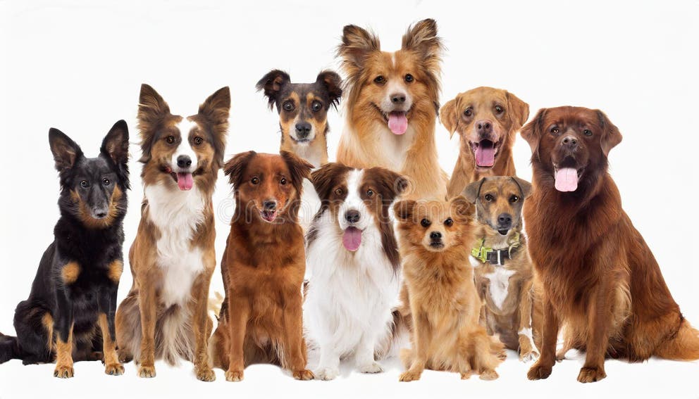 Group of twelve dogs stock illustration. Illustration of family - 313668419