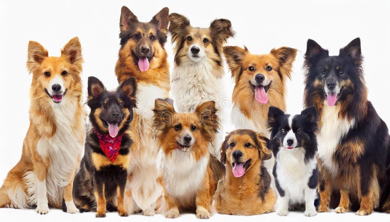 Group of twelve dogs stock illustration. Illustration of pedigree ...