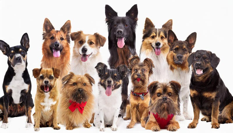 Group of twelve dogs stock illustration. Illustration of shepherd ...