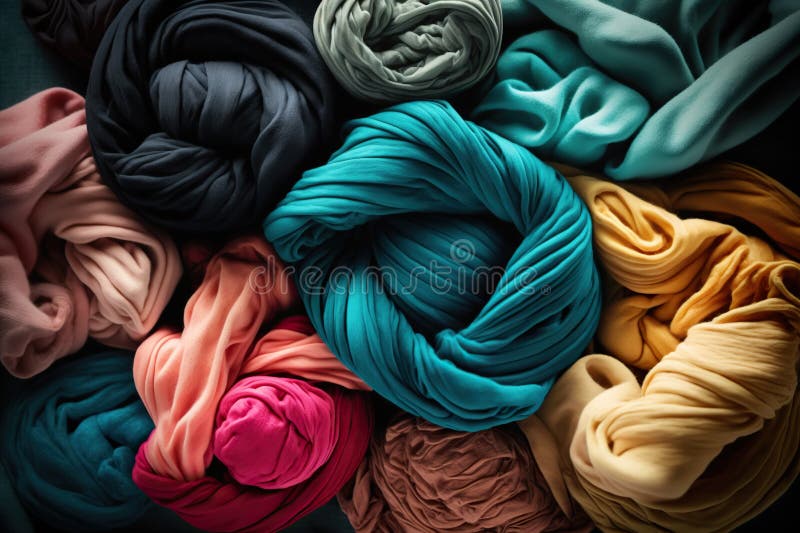 Group of Twisted Colored Gauze Fabric Textile Palette Created with ...