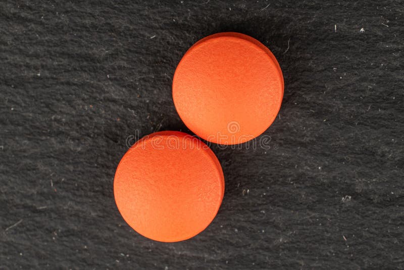 Orange Pharmacy Tablet on Grey Stone Stock Photo - Image of background ...