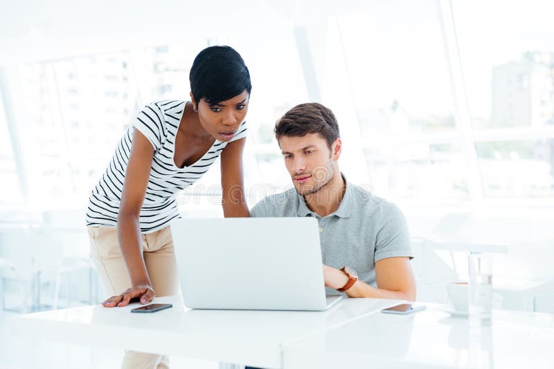 Group of Two Young Business People Working in Team Stock Image - Image ...