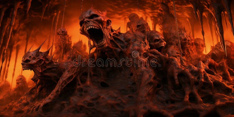 Group of Undead Figures Emerging from a Murky Underworld Landscape. AI ...