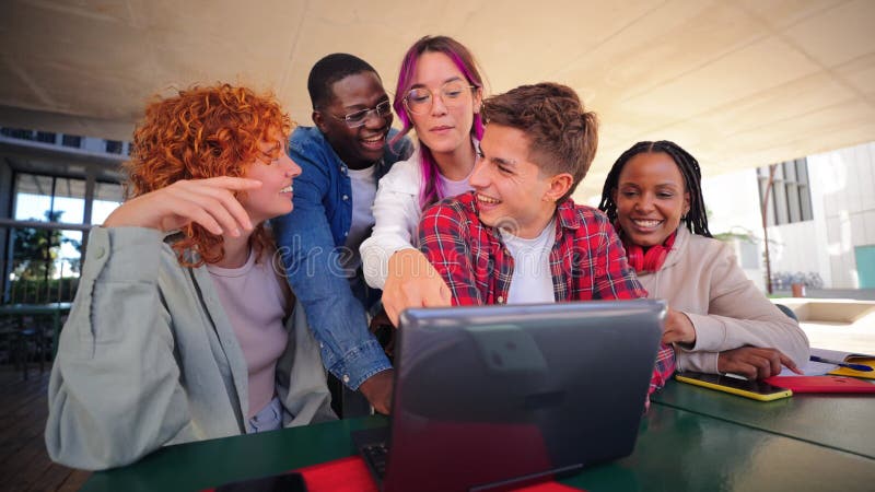 Group of Students Collaborating in Library Study Session Stock Photo - Image of school ...