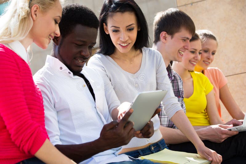 Group of University Students Studying Stock Image - Image of four ...