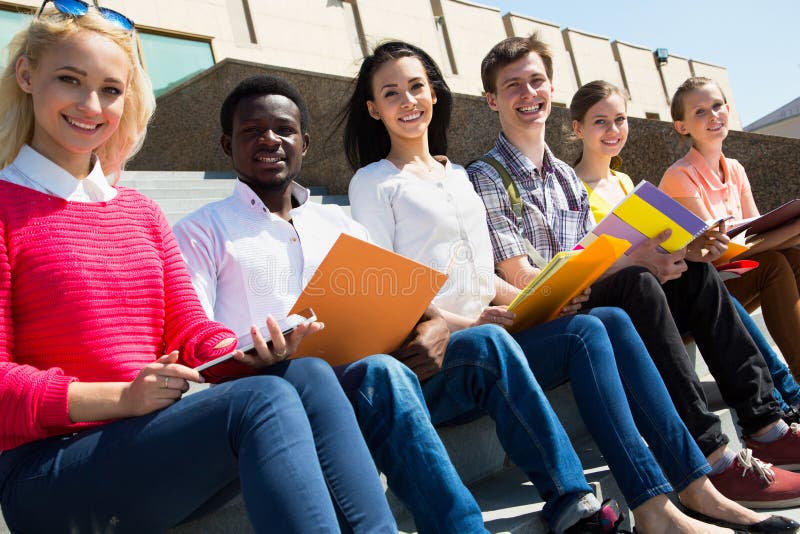 Group of University Students Studying Stock Photo - Image of happiness ...