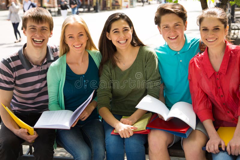 Group of University Students Studying Stock Photo - Image of ...