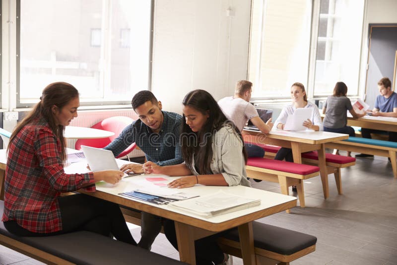 Group of University Students Working in Study Room Stock Image - Image ...