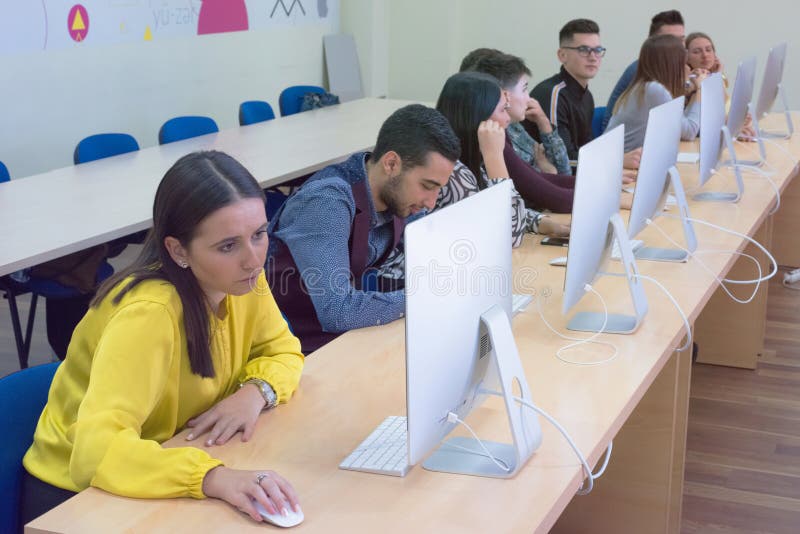 Group of University it Technologies Students Working on Practice ...