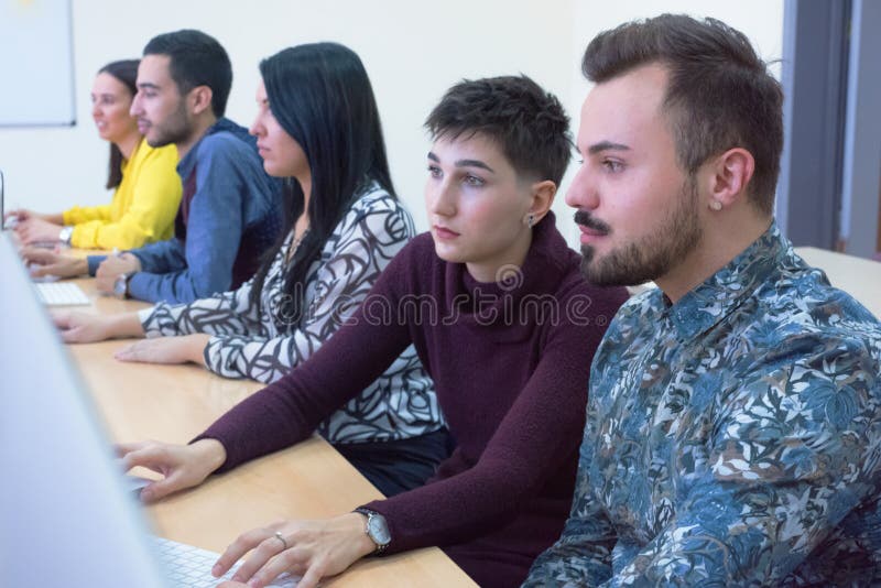 Group of University it Technologies Students Working on Practice ...