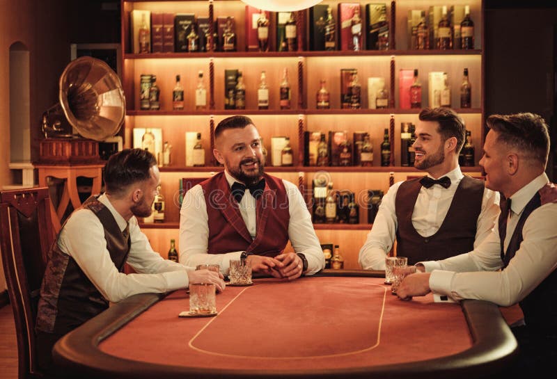 Group of Upper Class Men Playing Poker in Gentlemen`s Club Stock Image ...
